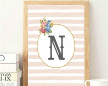 Unique monogram letter n related items | Etsy