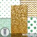 St Patricks Digital Paper Pack Gold glitter Green glitter