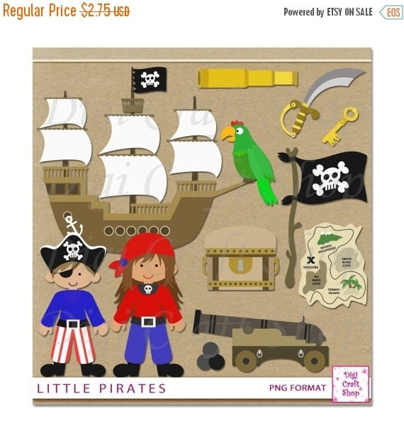 ON SALE Digital Little Pirates Clipart. Pirates by Digicraftstudio