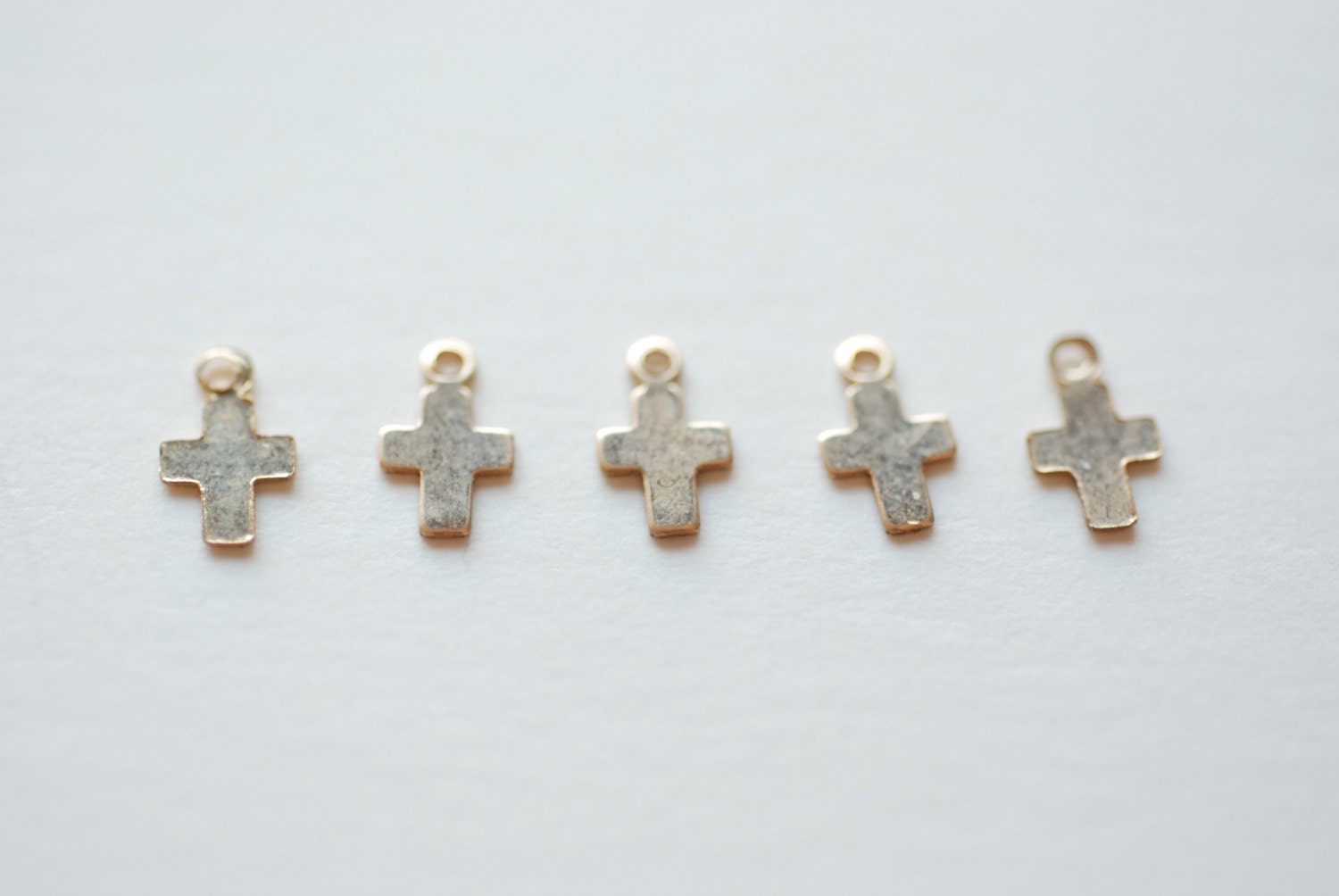 5pcs Tiny Cross Charm 14k Gold Filled Cross Gold Crosses
