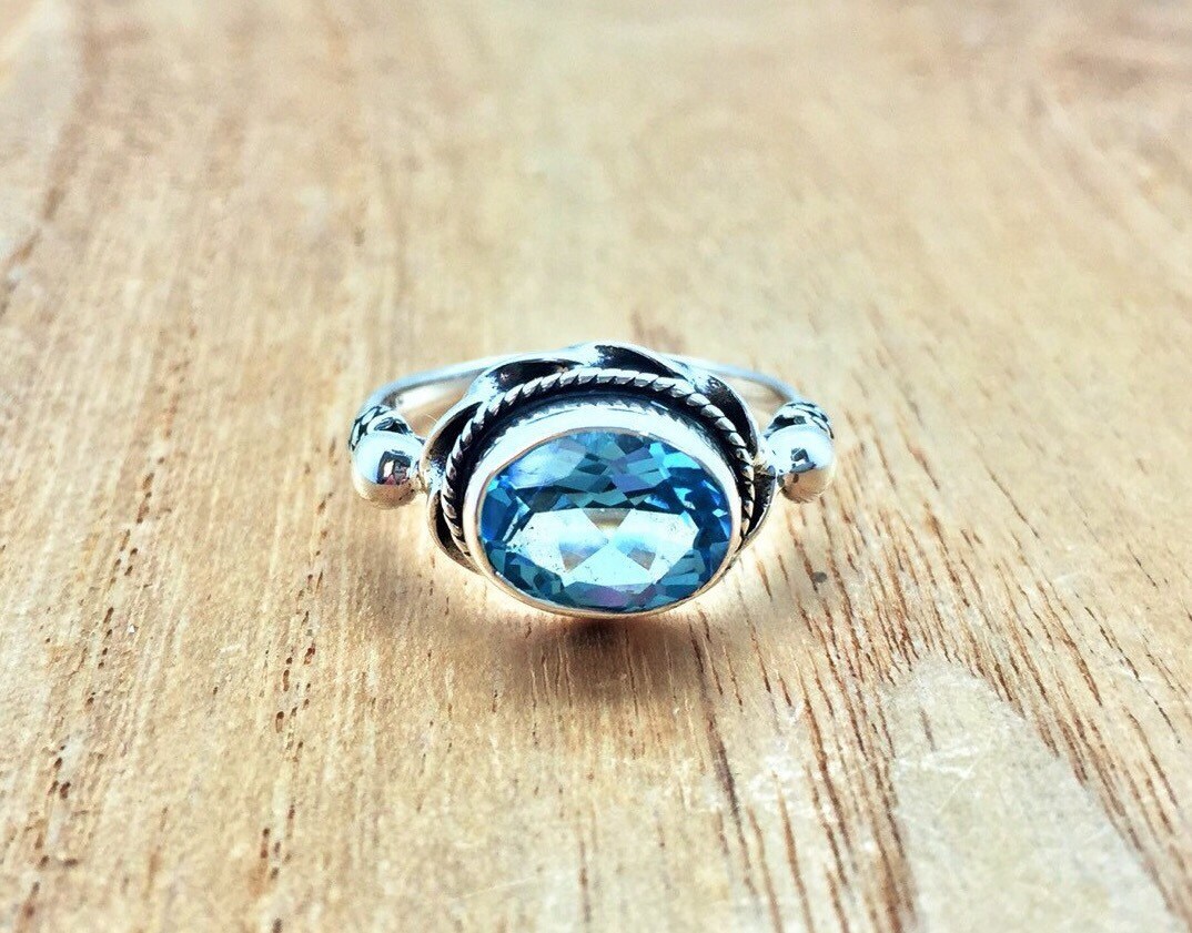 Blue Topaz Silver Ring // 925 Sterling Silver by TheSilverWorkshop
