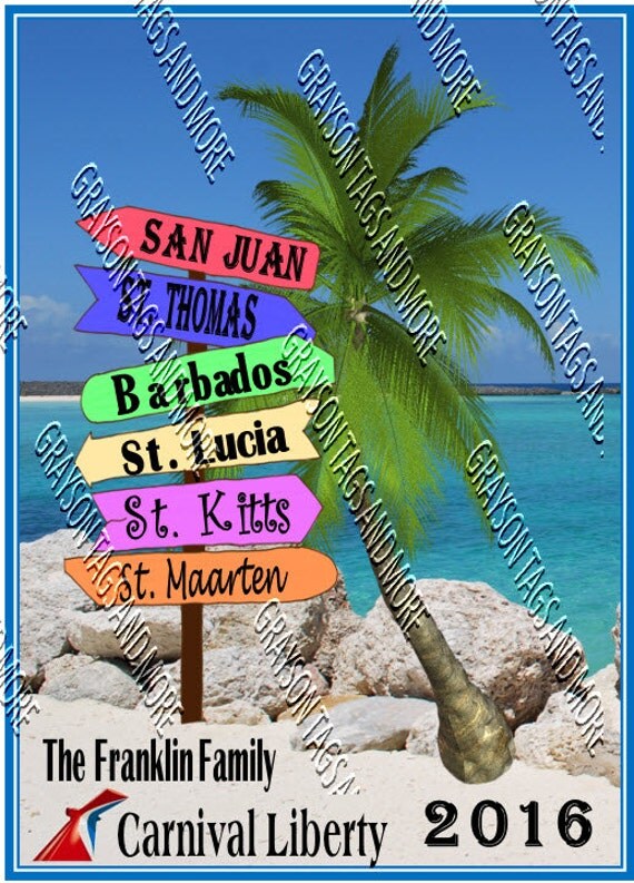 Cruise Direction Sign Post Magnet with Ports by GraysonTagsandMore