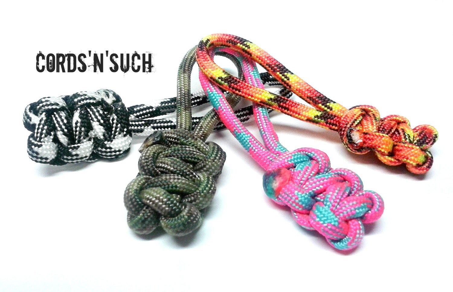 Paracord Cobra Knot Zipper Pulls Set of 6