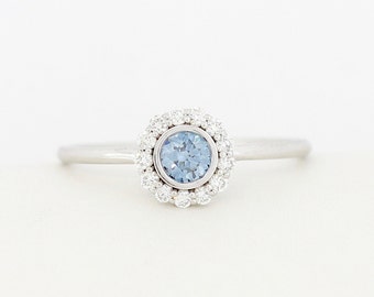 Blue halo ring | Etsy