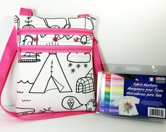 Color Me Bag Messenger Bag Coloring Bag Kids Messenger