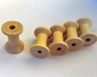 Medium Wooden Spools set of 6 Natural Wood Thread Spools