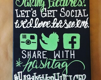 Items similar to Let's be social wood sign Instagram Twitter Facebook ...