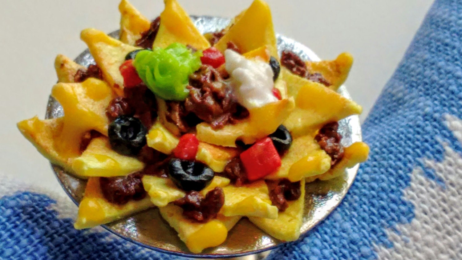 Cheese Nachos Supreme Ring Miniature Food Jewelry Fake