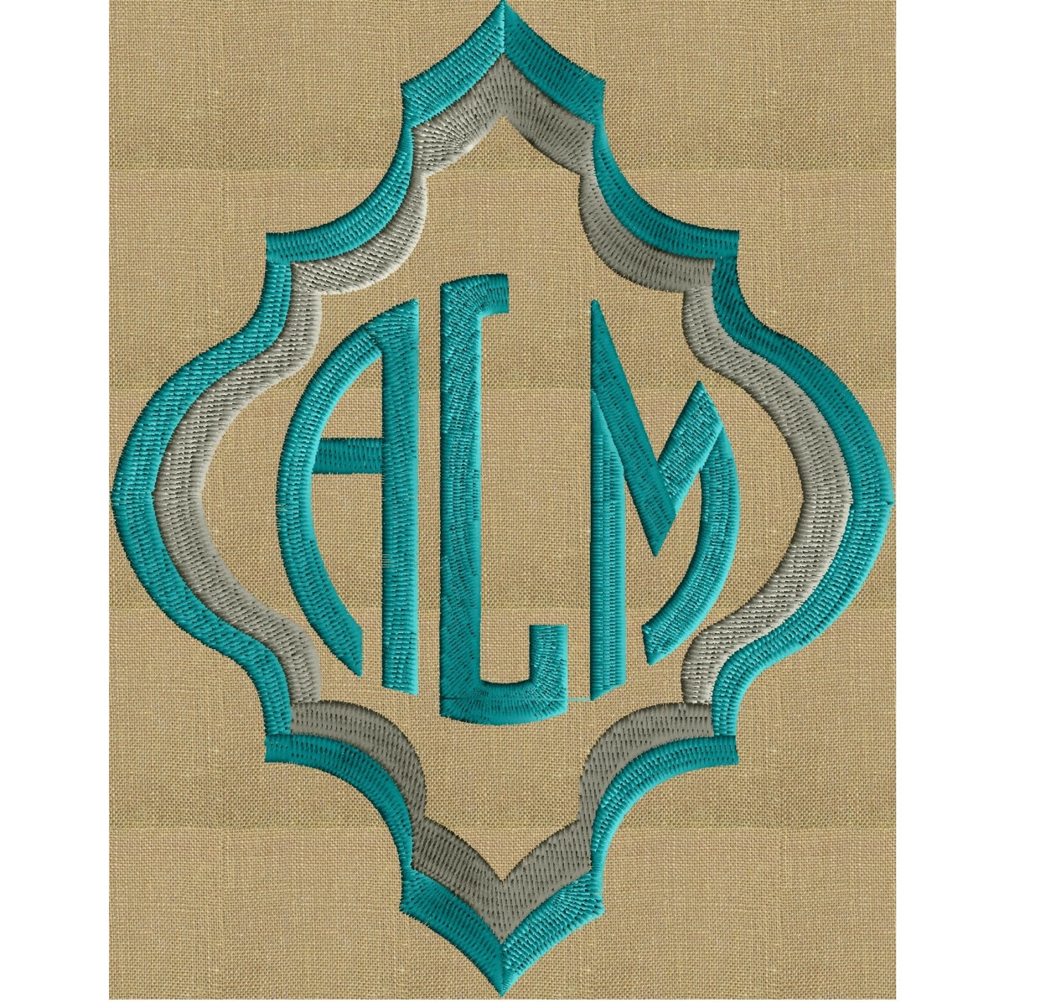 Moroccan Quatrefoil Font Frame Monogram Embroidery Design