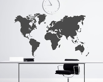 LARGE World Map Wall Decal Sticker 7ft x 3.47ft Vinyl Wall