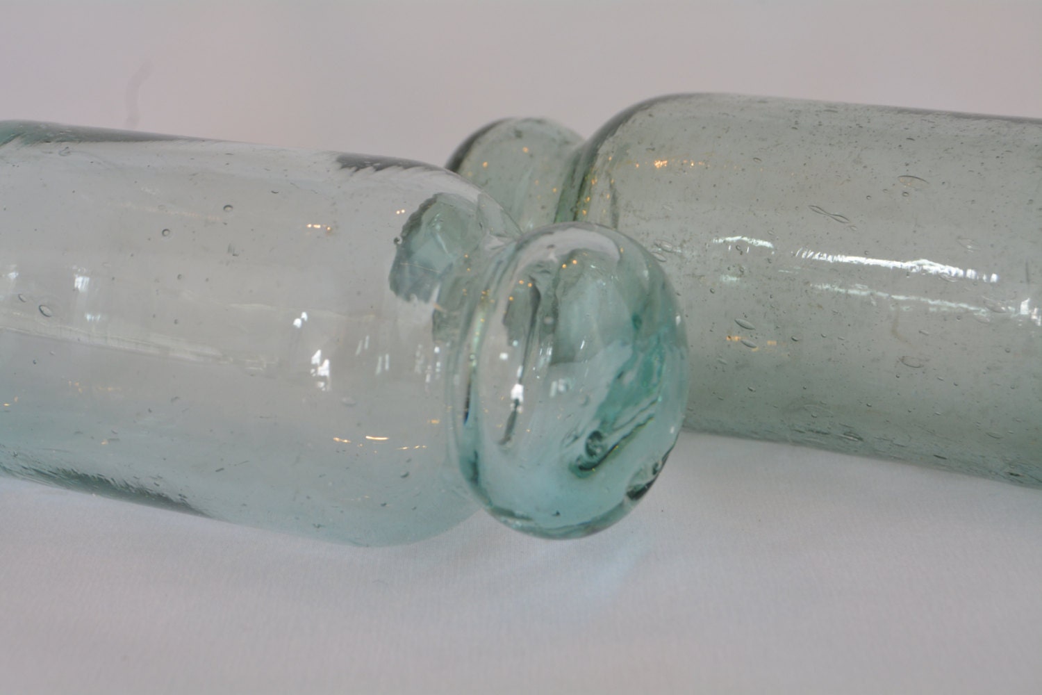 Pair of Rolling Pin Vintage Japanese Glass Fishing Floats
