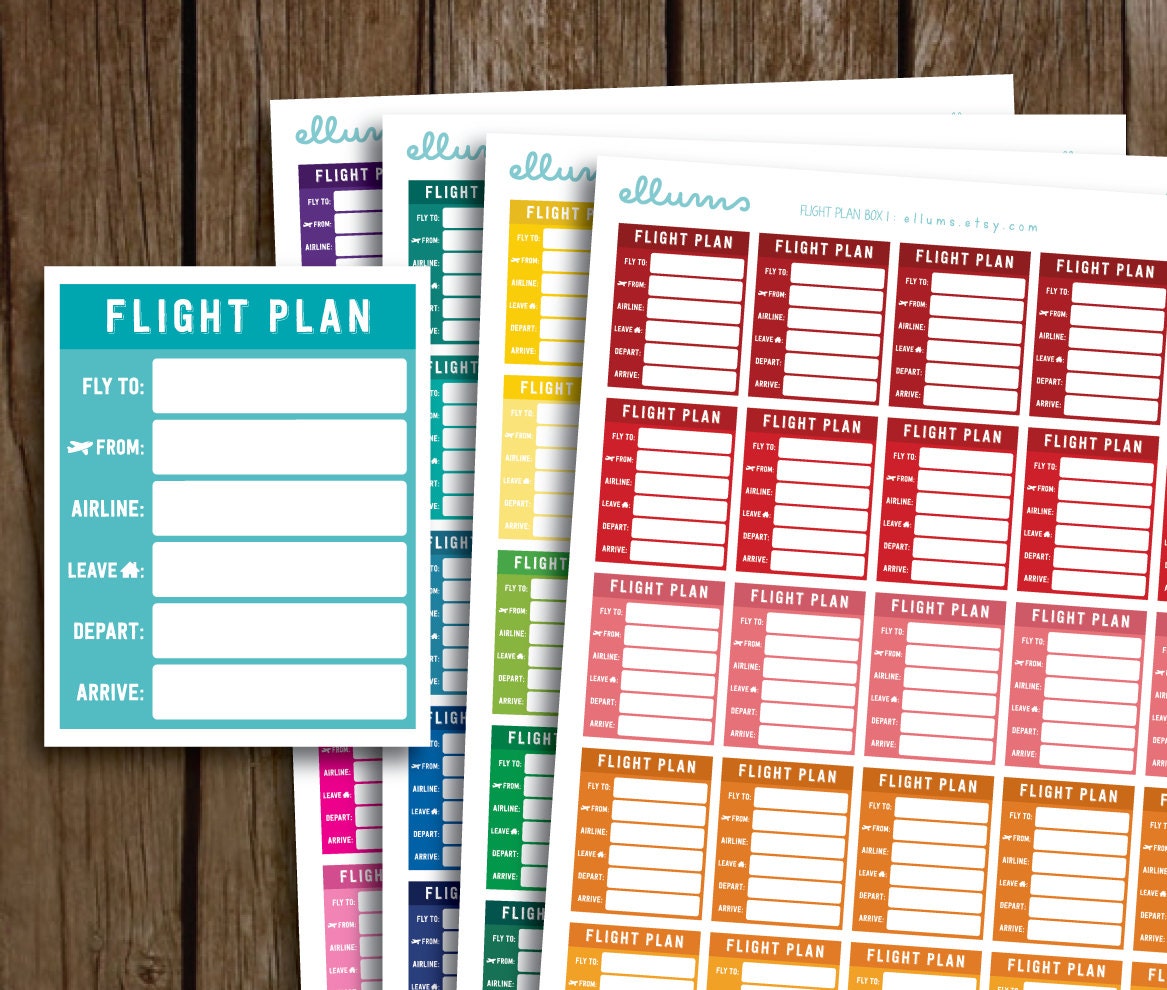 Flight Planner Stickers PRINTABLE pdf jpg EC Flight by ellums