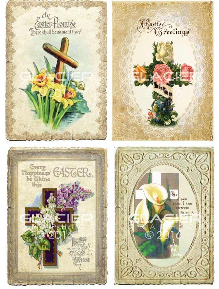 Easter Cross Victorian Easter ATC Cards Vintage Easter Labels