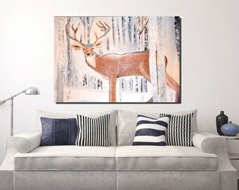 Deer painting | Etsy
