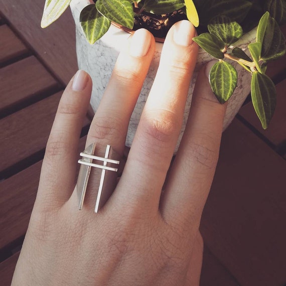 Geometric Silver Ring Bold Ring Contemporary Ring Warrior