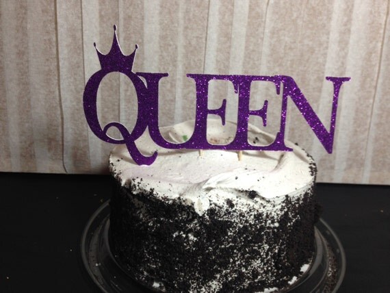 Queen Cake Topper Birthday Glitter Decorations by TheChicBootique
