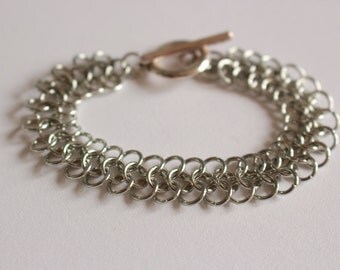 Items similar to Viking knit and box weave chain maille bracelet ...