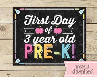 First Day of 2 year old Preschool Sign by stockberrystudio on Etsy