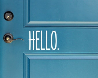 Hello Vinyl Door Decal with Arrow Hello Front by TheVinylCompany
