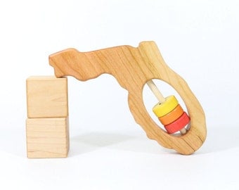 North Carolina State Rattle™ Modern Wooden Baby Toy by BannorToys
