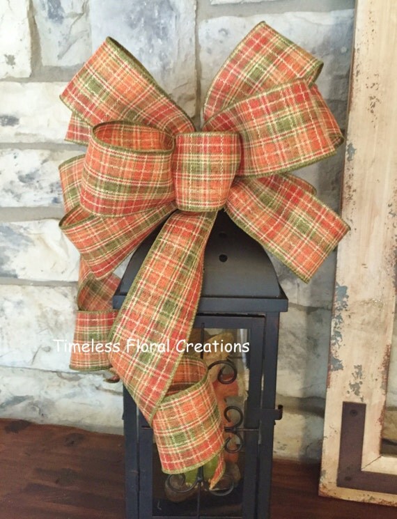 Fall Plaid Wired Edge Ribbon Bow for Wreath Swag