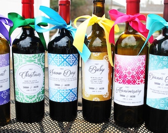 Wine Bottle Labels for First Milestones First Anniversary