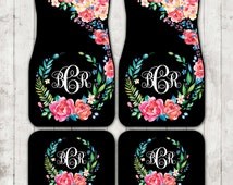 Unique monogrammed car mats related items | Etsy