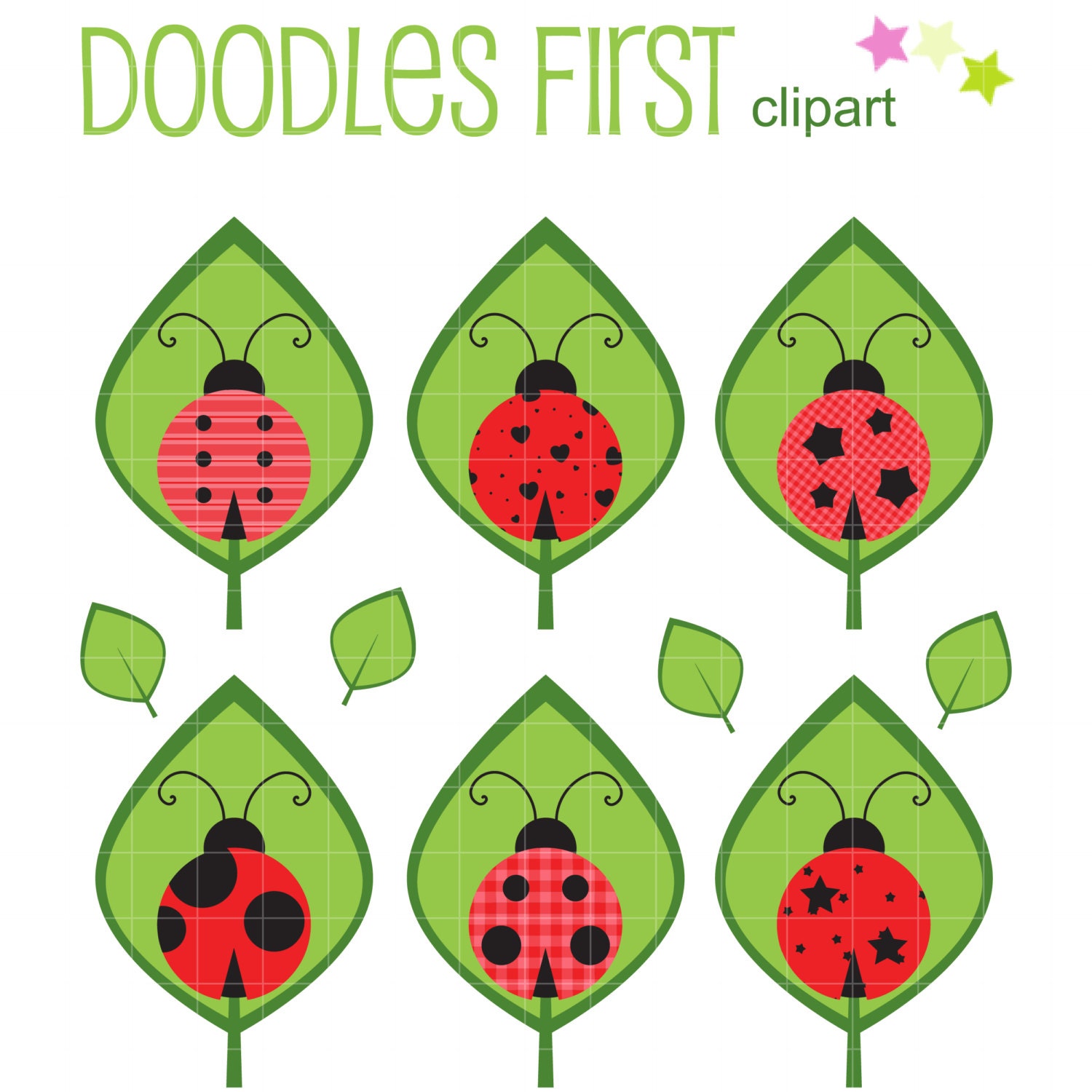 Cute Leaf Ladybug Clip Art for Scrapbooking Card Making