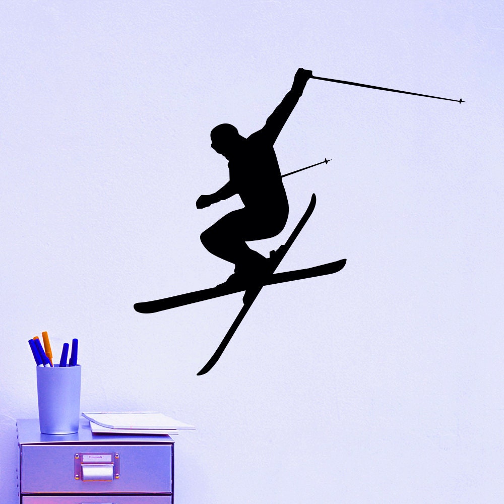 Wall Decal Vinyl Sticker Downhill Skiing Skier Ski Snow