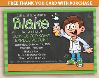 Science party invitation by DreamJarInvitations on Etsy