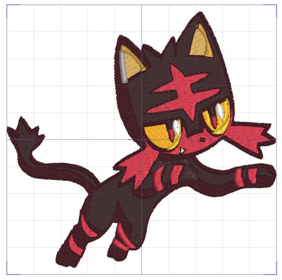 Litten Pokemon Embroidery Design