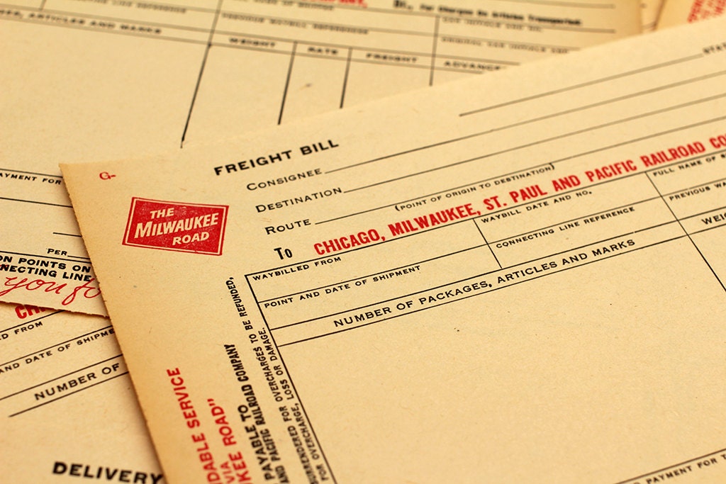 Vintage Railroad Form Train Station Record Freight Delivery