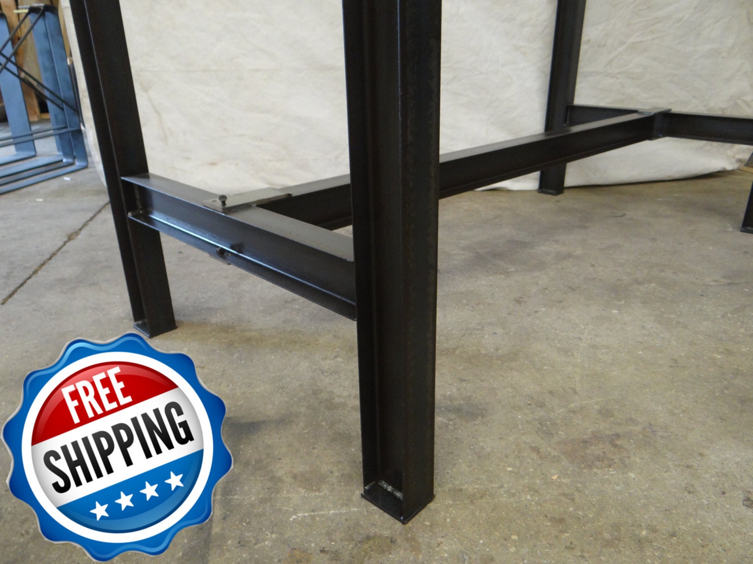 I-beam dining table base with metal span beam FREE SHIPPING
