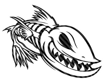 Skull fish sticker | Etsy