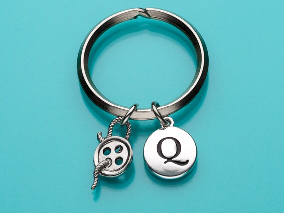 Button and Thread Keychain Button and Thread Key Ring Sewing