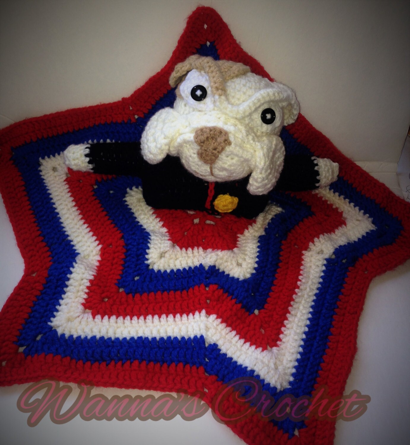 Crochet Marine Corps baby lovie blanket. Devil by Wannascrochet