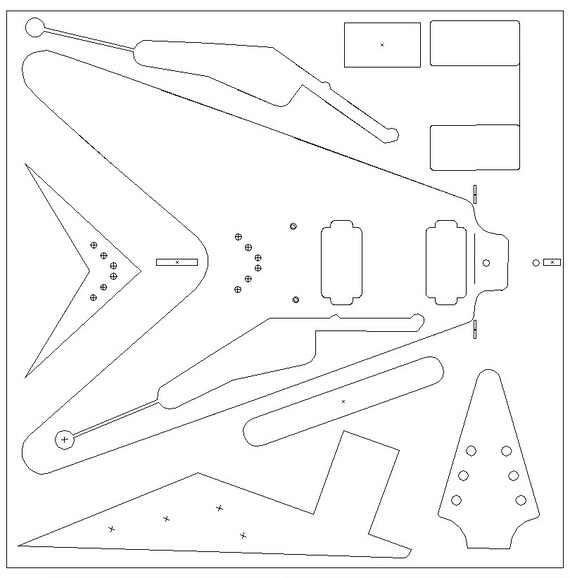 1959 Flying V routing template. Vinyl sticker by TorontoMusicGear