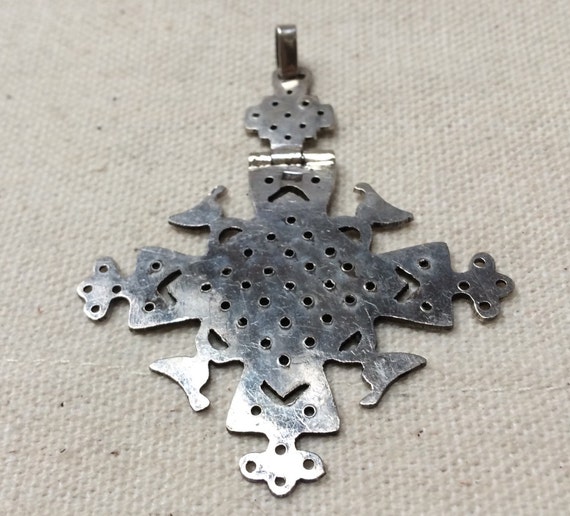 Silver cross Ethiopian motif handmade in Cairo