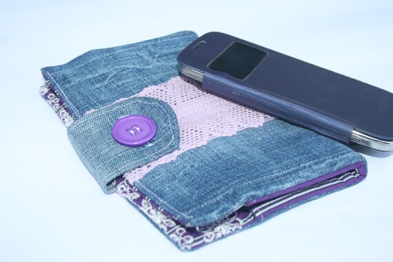 Phone wallet felt phone case fabric card wallet by PrettyMarry