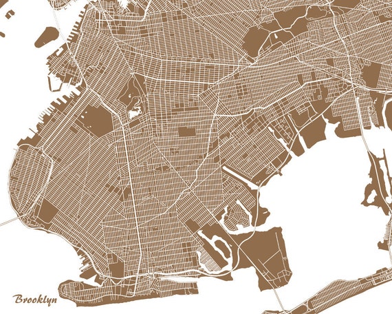 Brooklyn Street Map Print Map of New York City by ArtPrints4All