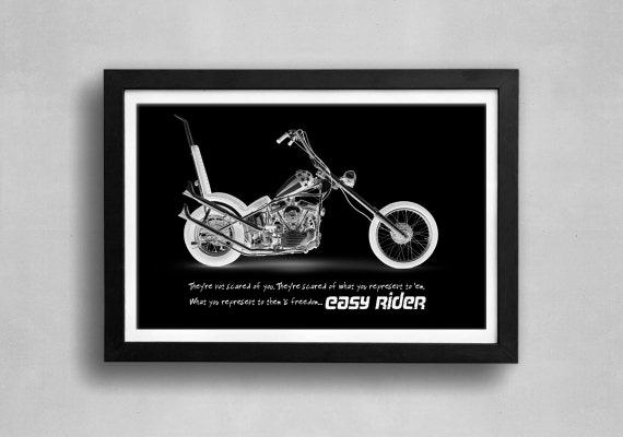 Items similar to Poster Harley Davidson Easy Rider - A3 Canvas Print ...