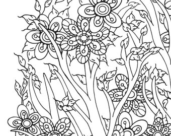 Tree coloring page | Etsy