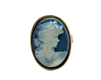 Blue cameo ring | Etsy