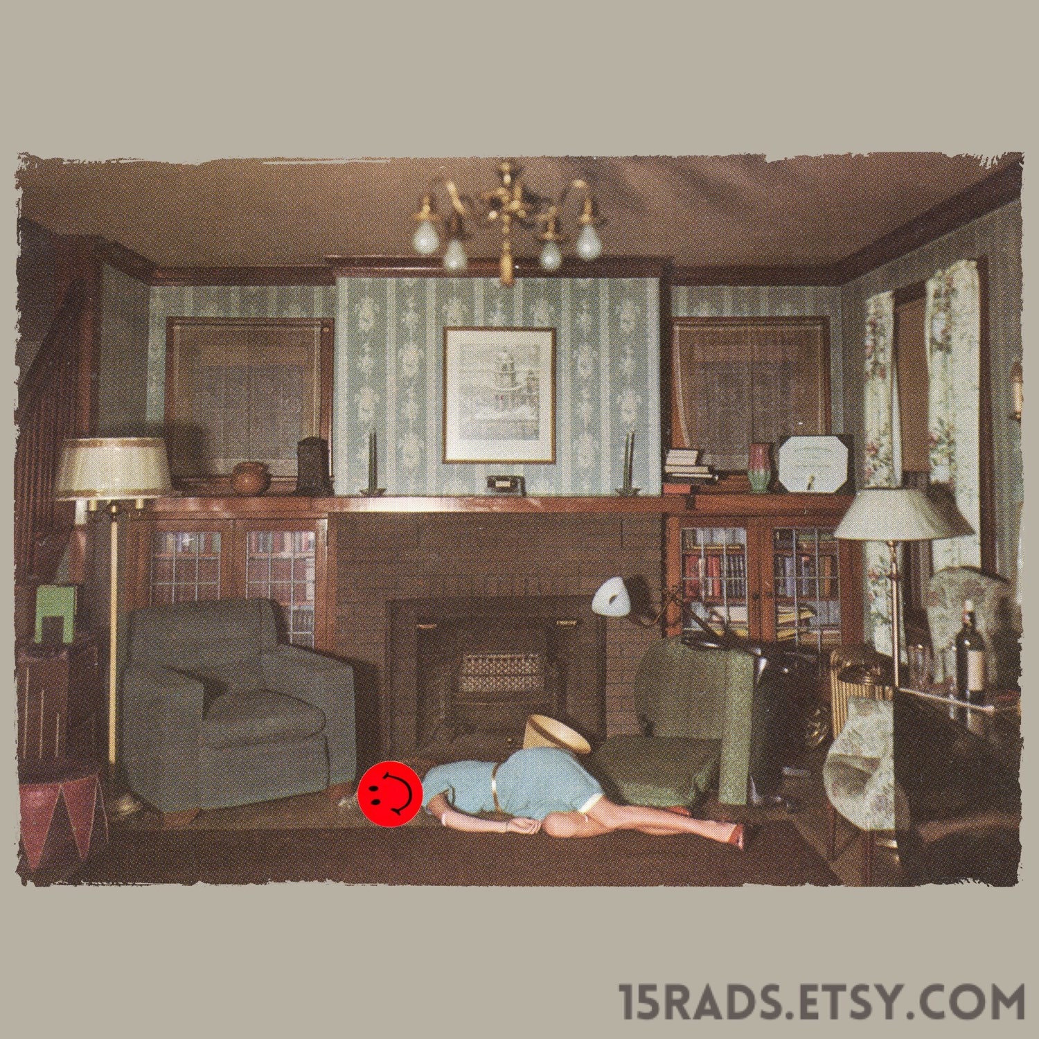 Crime Scene Funny Collage Original Art Print 11 x