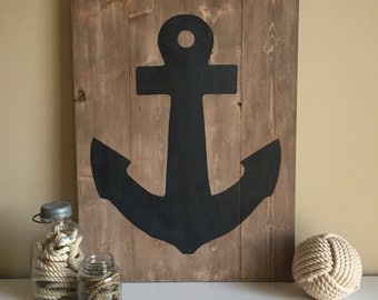 Wooden anchor sign | Etsy