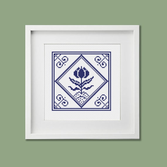 Delft Blue Tile Cross Stitch PDF Chart by NicolaCookNeedlework