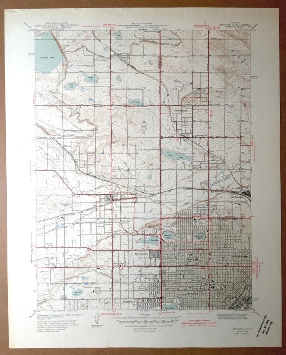 Antique Denver Colorado 1944 US Geological Survey Topographic