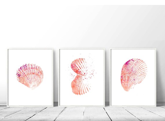 Set of 3 Shells Printable Shells Three Shells Ocean Decor