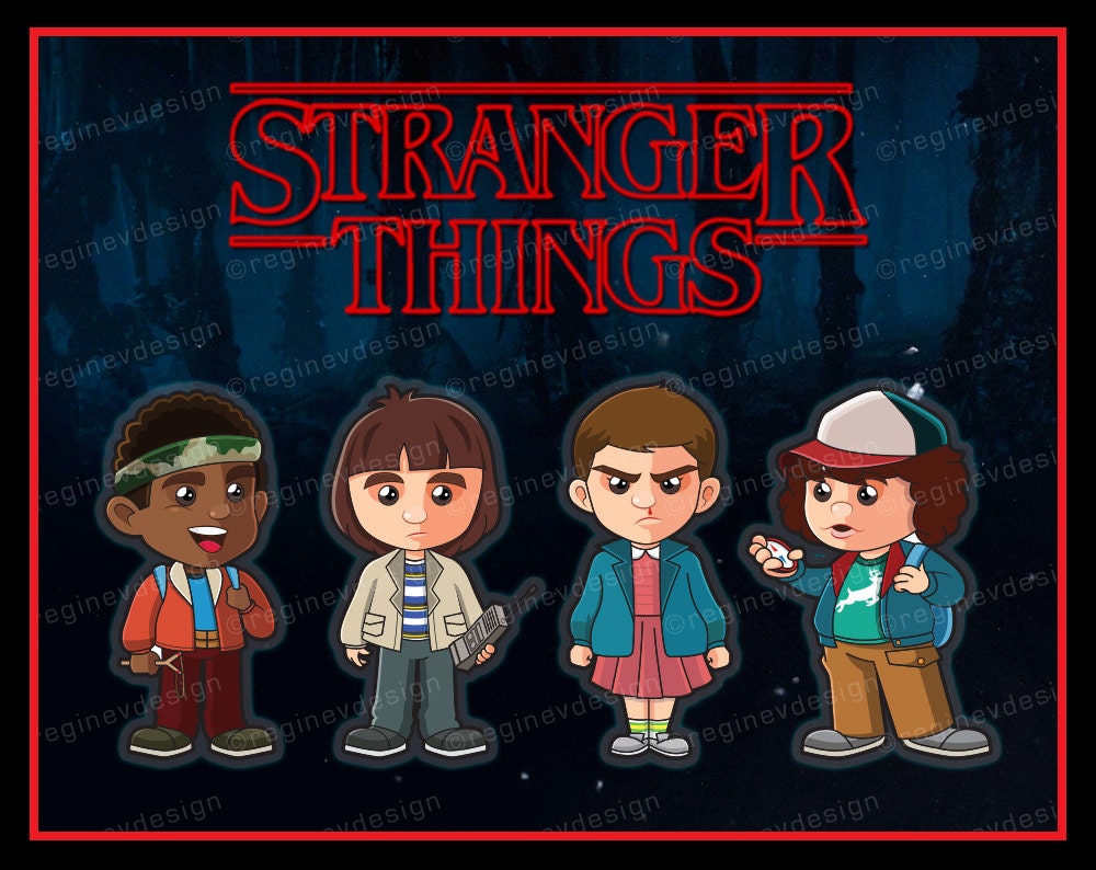 Stranger Things Set Sticker Clipart Illustration Vector