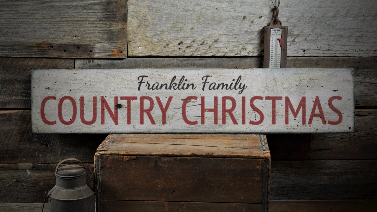 Country Christmas Wood Sign Custom Family Last Name Home